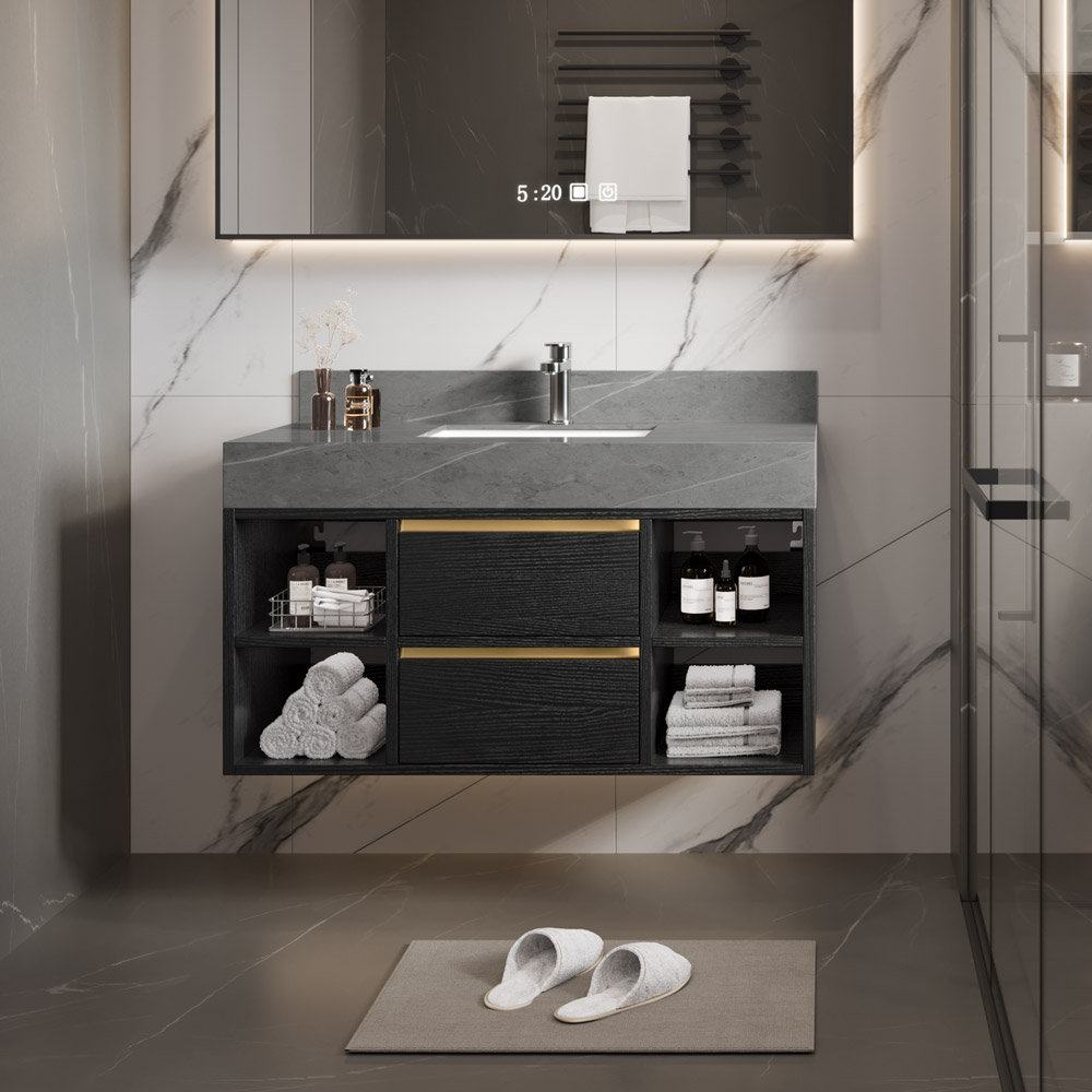 Mercer41 Ensemble de meuble-lavabo mural simple 39,4 "Taras - Wayfair Canada